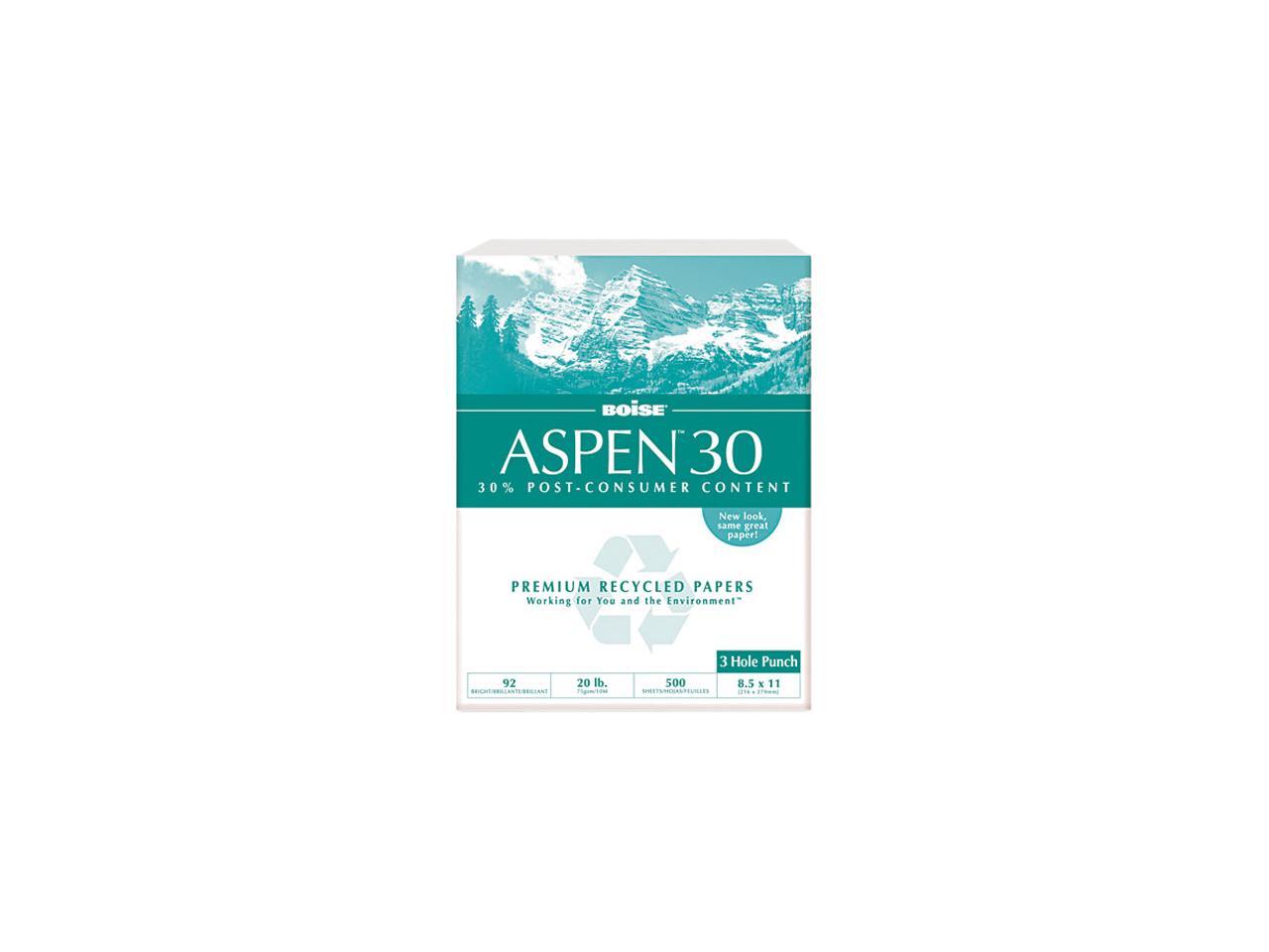 Boise ASPEN 30% Recycled Office Paper, 3-Hole, 92 Bright, 20lb, Ltr ...