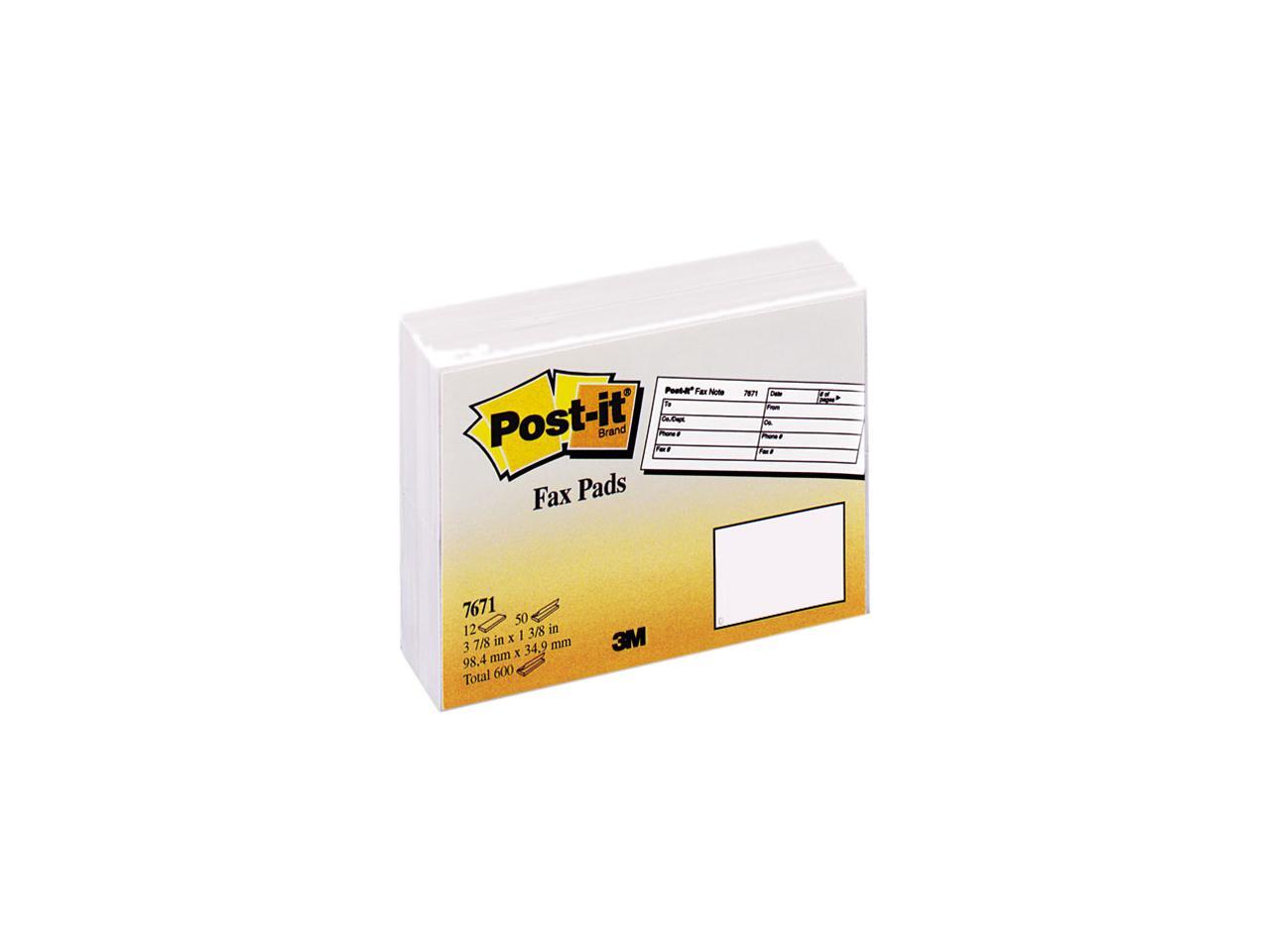 Post-it 7671 Fax Transmittal Notes,1-1/2 x 4, White, 12 50-Sheet Pads ...