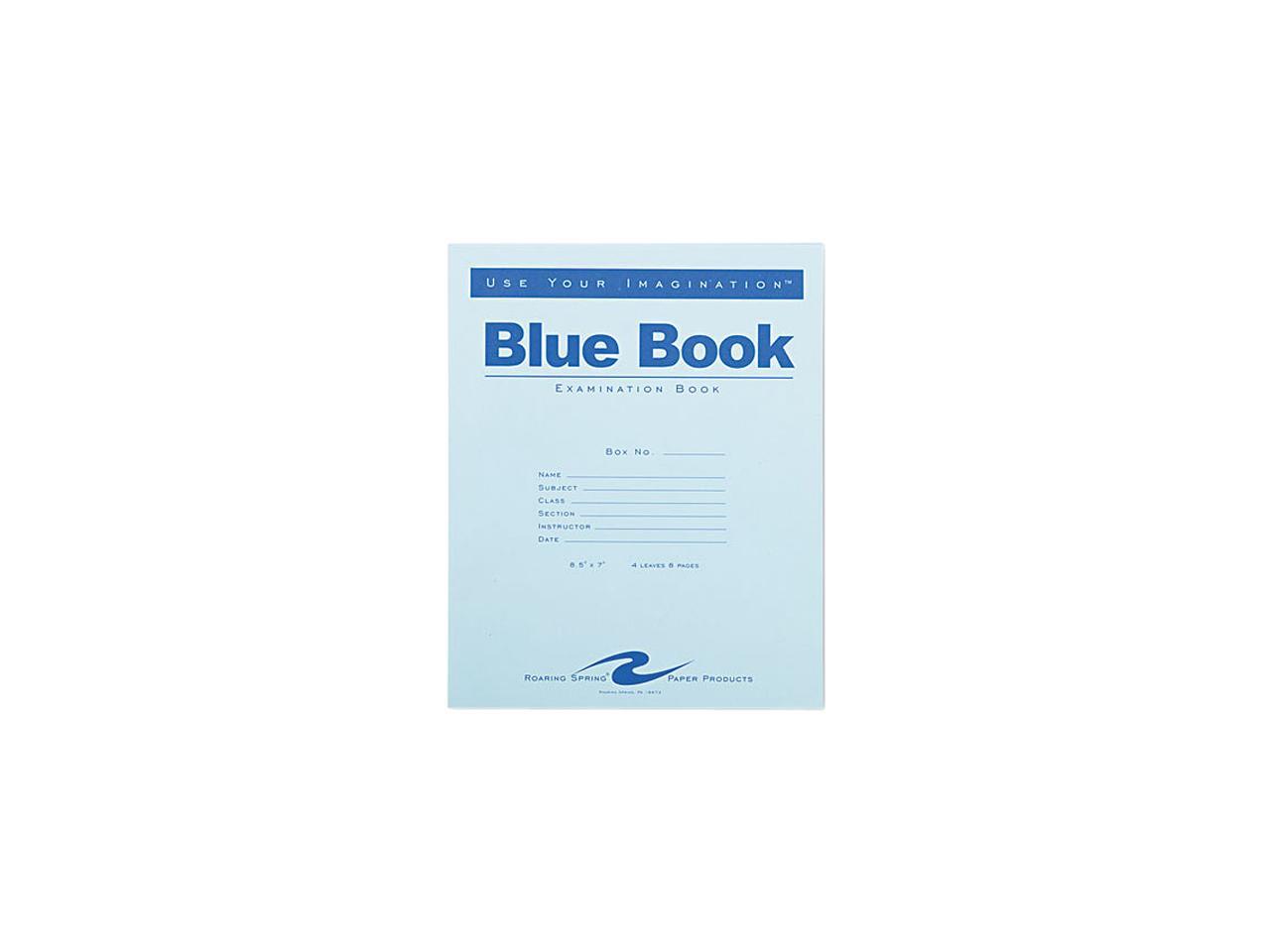 Roaring Spring 77510 Exam Blue Book, Wide Rule, 8-1/2 x 7, White, 4 ...