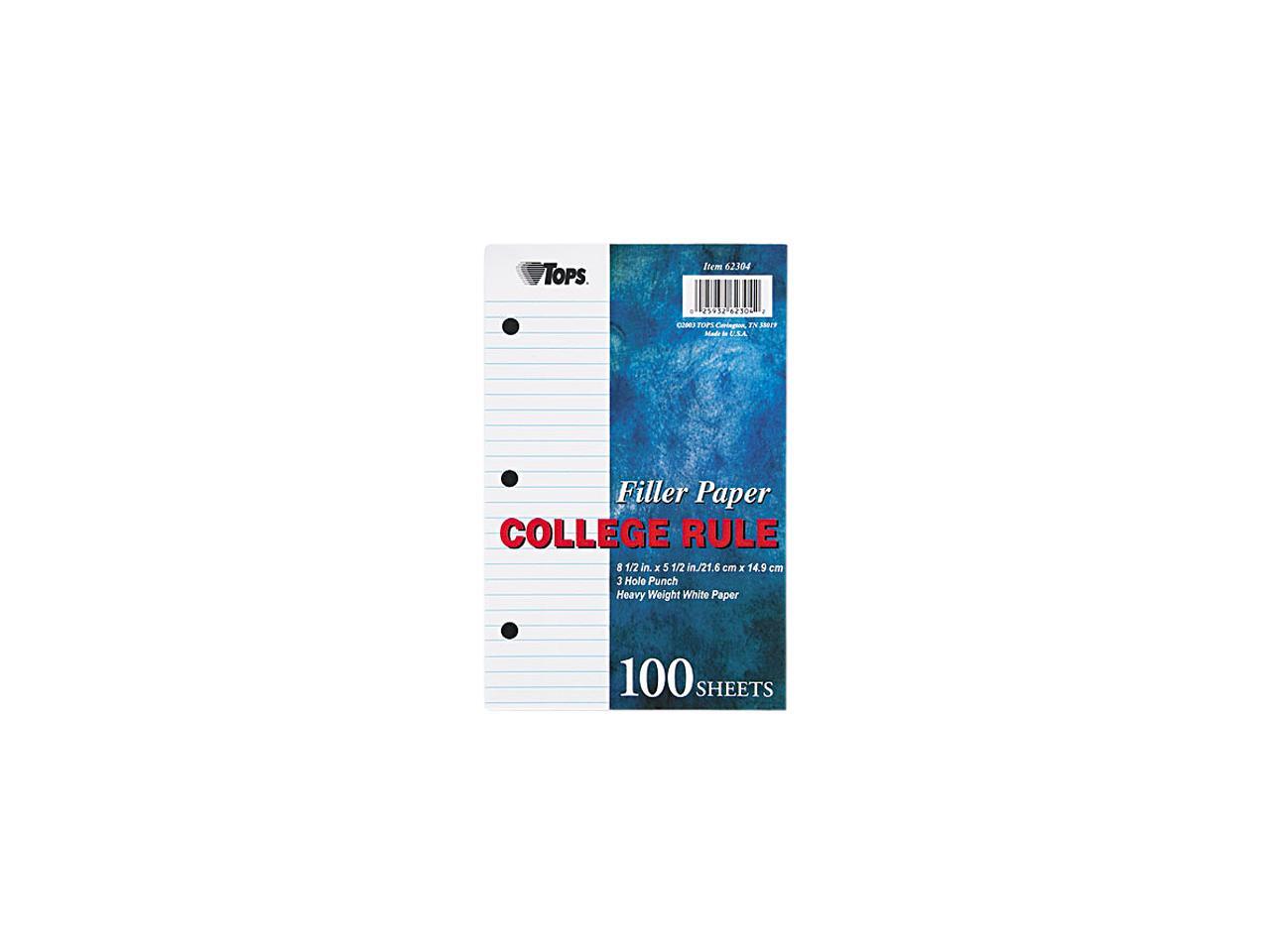 TOPS Filler Paper, 20-lbs., 8-1/2 x 5-1/2, College Rule, Bright White ...