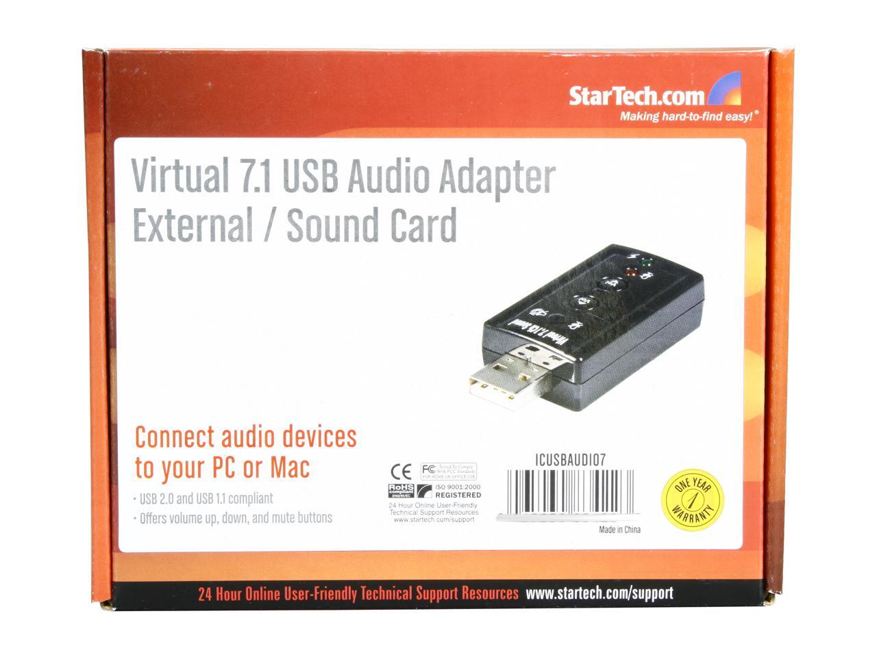 StarTech.com ICUSBAUDIO7 Stereo Audio Adapter External Sound Card ...