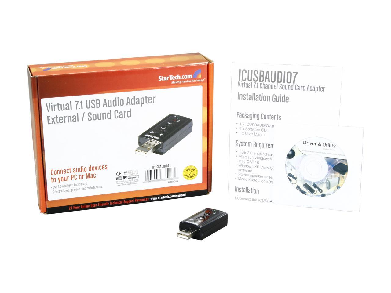 StarTech.com ICUSBAUDIO7 Stereo Audio Adapter External Sound Card - Newegg.com