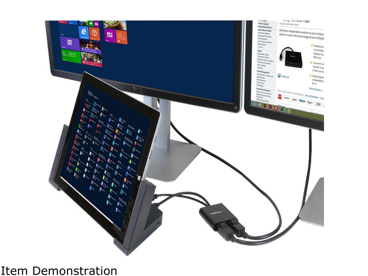 StarTech.com MSTDP122DP DisplayPort to DisplayPort Multi Monitor Splitter - 2-Port MST Hub - DP ...