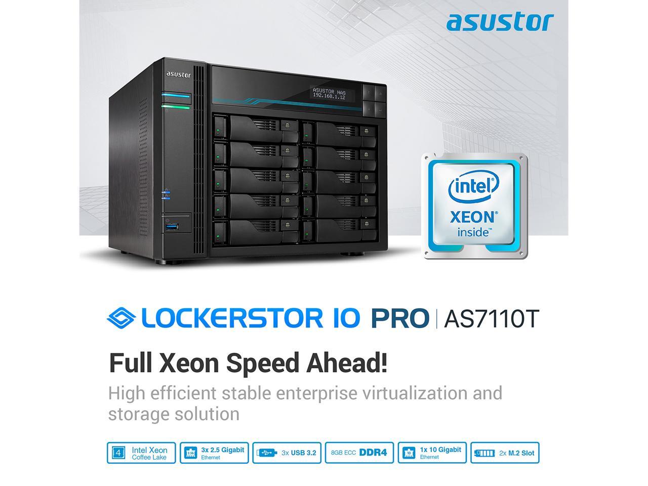 Asustor AS7110T 10 Bay Lockerstor 10 Pro Desktop Enterprise NAS ...