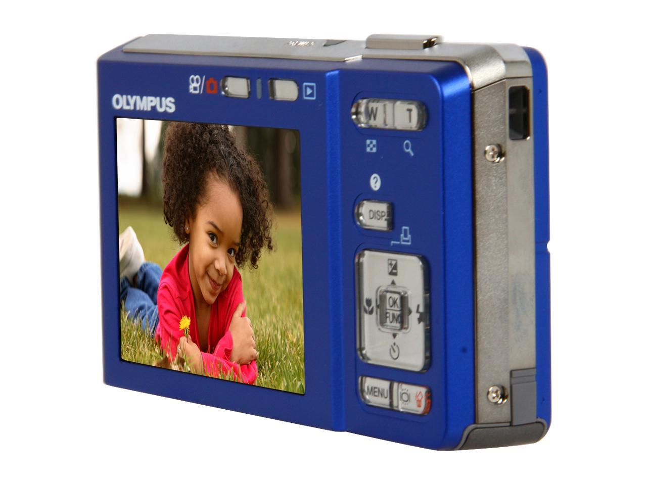 OLYMPUS FE360 Blue 8.0 MP 0.7" Super-Slim All-Metal Body Digital Camera ...