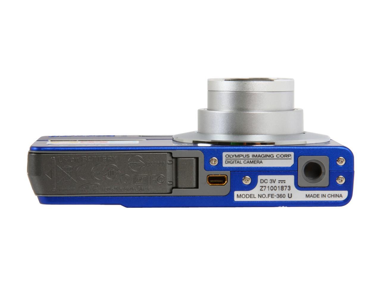 OLYMPUS FE360 Blue 8.0 MP 0.7" Super-Slim All-Metal Body Digital Camera ...