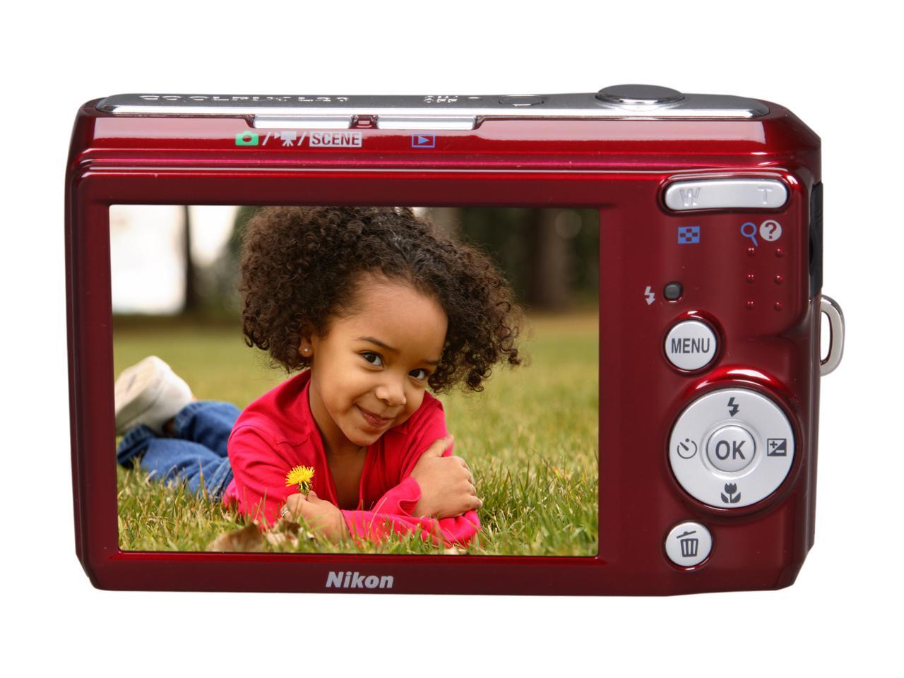 Refurbished: Nikon CoolPix L20 Deep Red 10.0 MP Digital Camera - Newegg.com