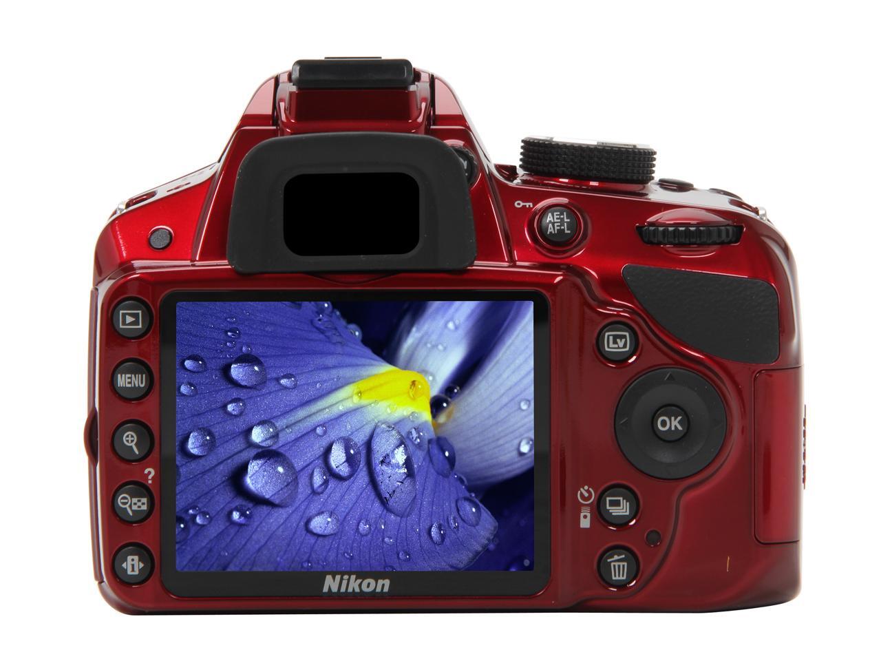 Nikon D3200 25496 Red Digital SLR with 18-55mm f/3.5-5.6 AF-S DX VR ...