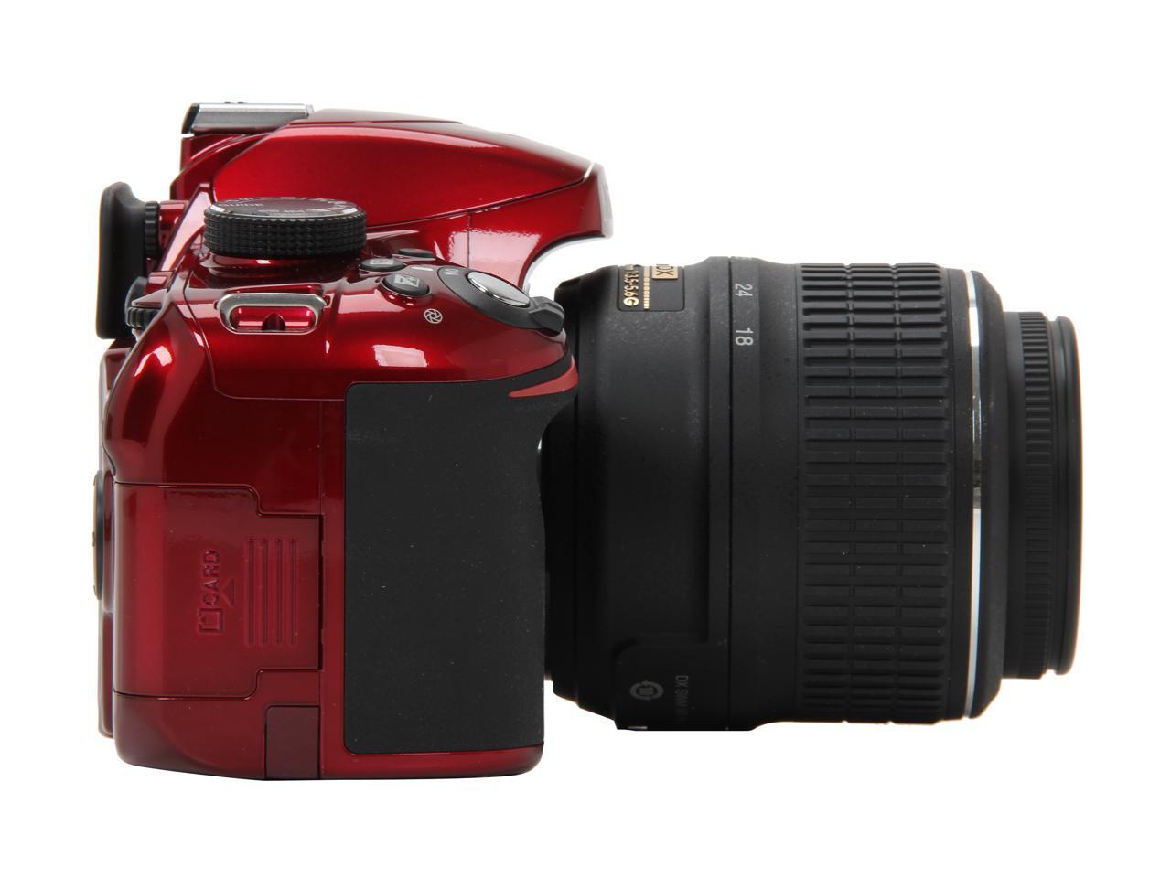 Nikon D3200 25496 Red Digital SLR with 18-55mm f/3.5-5.6 AF-S DX VR ...