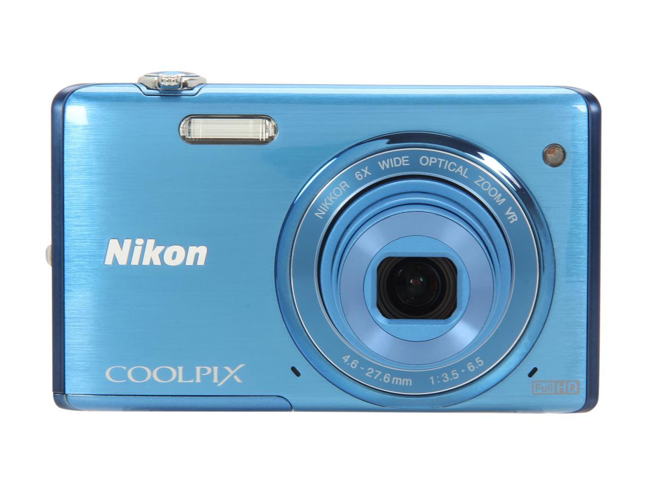 Nikon COOLPIX S5200 Blue 16 MP Wide Angle Digital Camera - Newegg.com