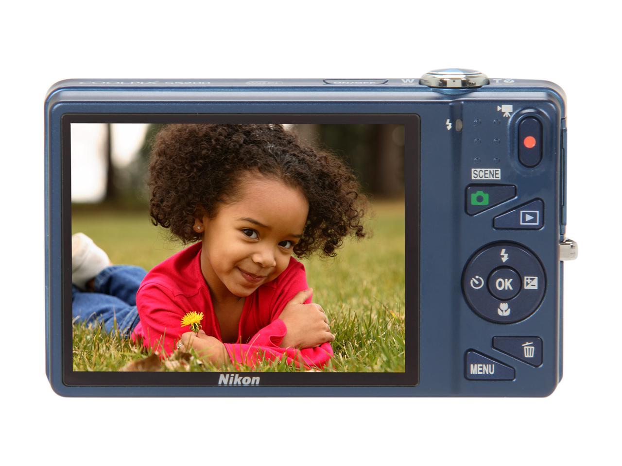 Nikon COOLPIX S5200 Blue 16 MP Wide Angle Digital Camera - Newegg.com