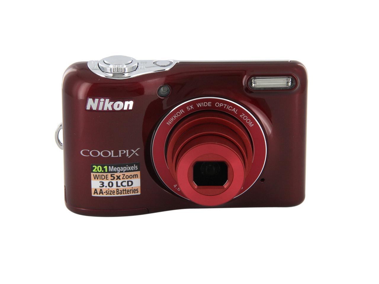 Nikon COOLPIX L30 Red 20.1 MP 26mm Wide Angle Digital Camera - Newegg.com