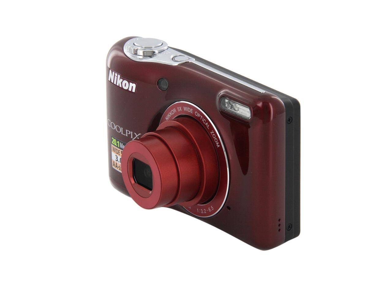 Nikon COOLPIX L30 Red 20.1 MP 26mm Wide Angle Digital Camera - Newegg.com