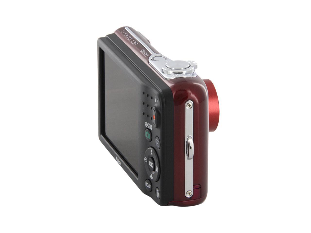 Nikon COOLPIX L30 Red 20.1 MP 26mm Wide Angle Digital Camera - Newegg.com