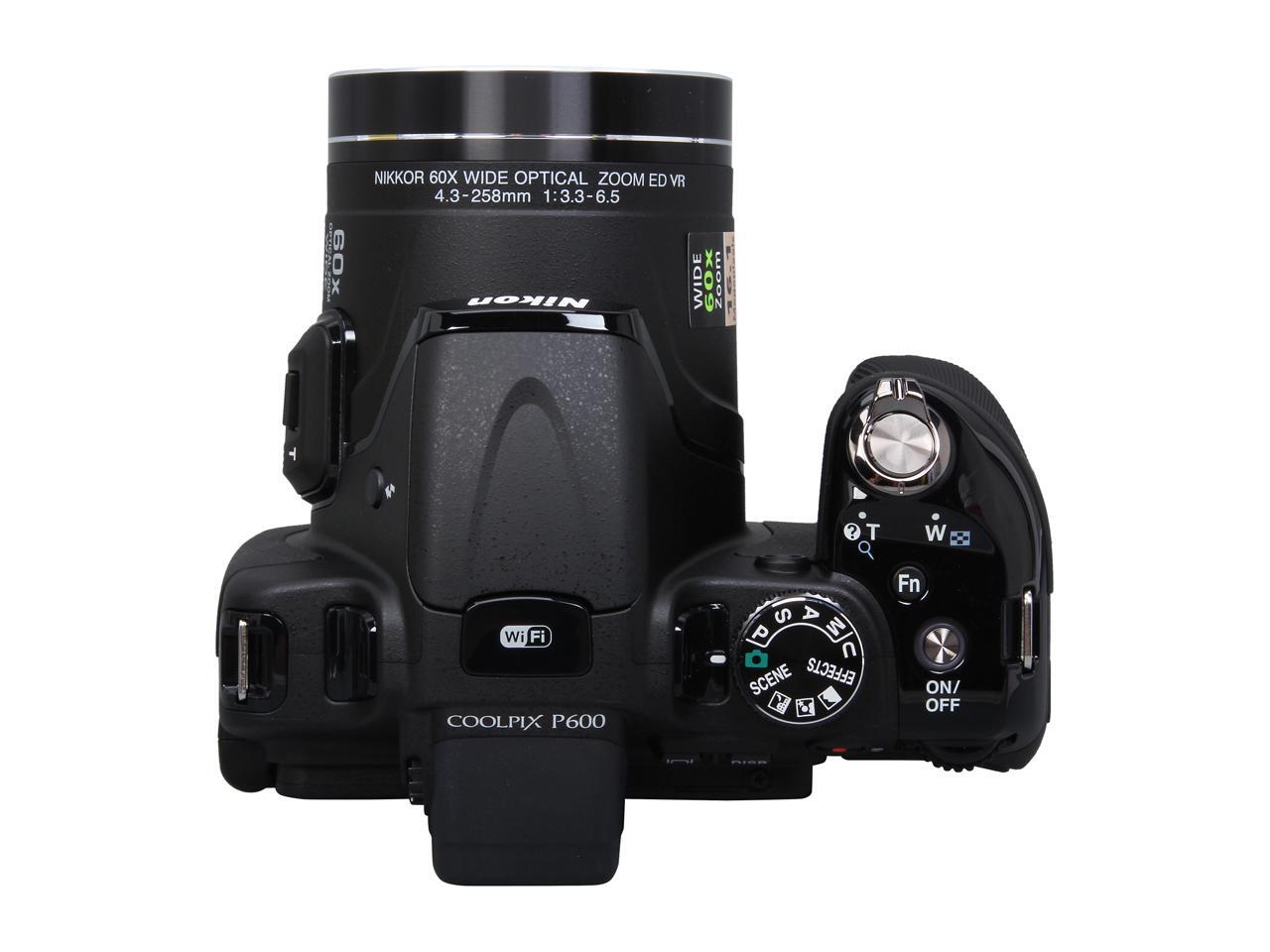 Nikon COOLPIX P600 Black 16.1 MP 24mm Wide Angle Digital Camera HDTV ...