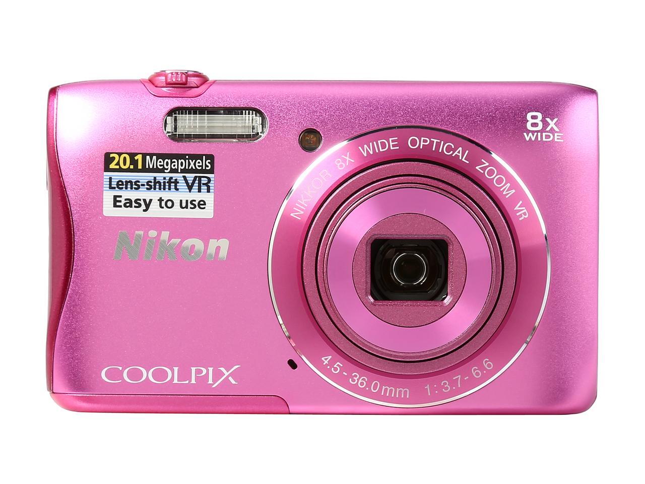 Nikon COOLPIX S3700 Pink 20.1 MP 25mm Wide Angle Digital Camera ...
