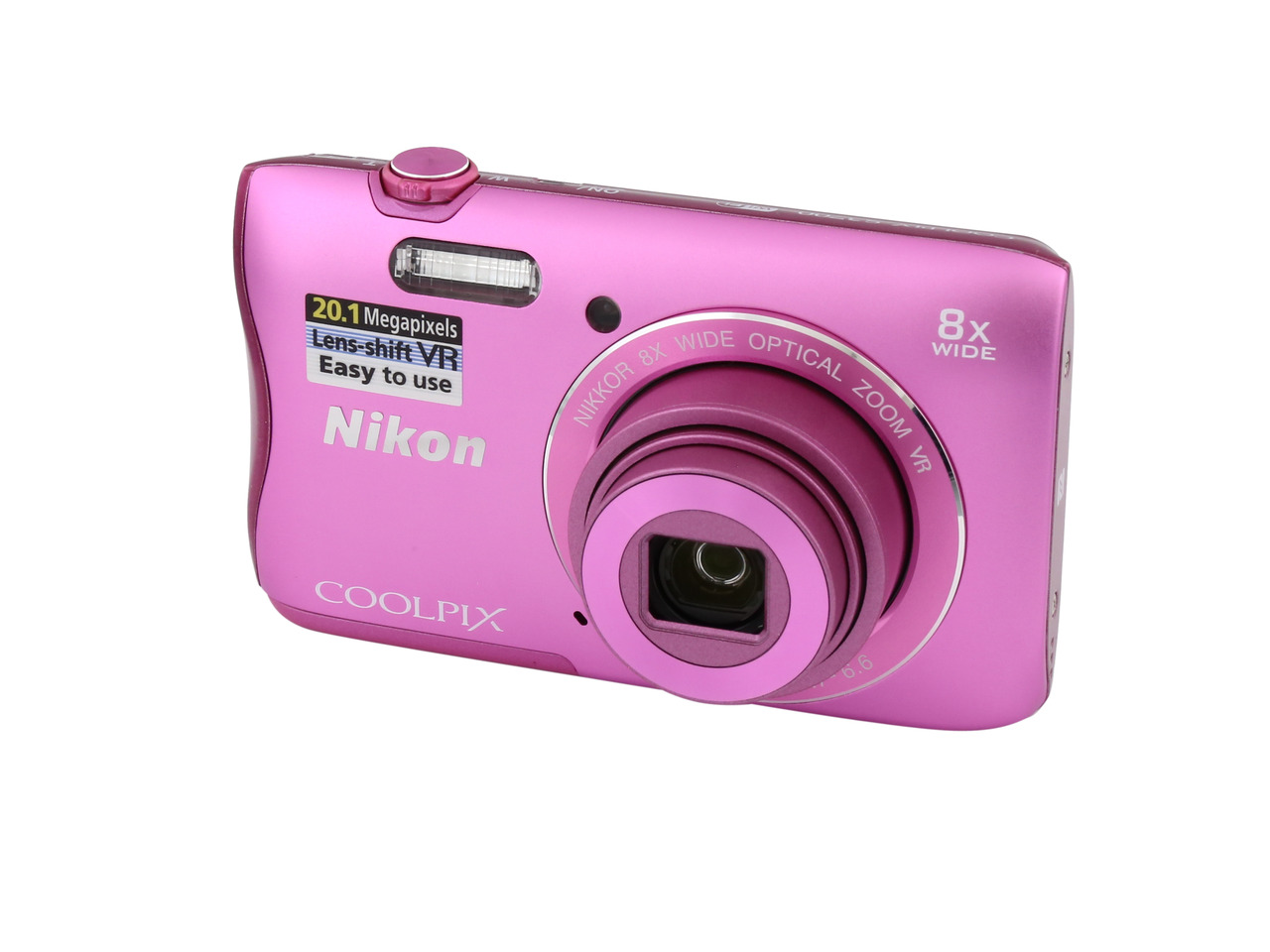 Nikon COOLPIX S3700 Pink 20.1 MP 25mm Wide Angle Digital Camera ...