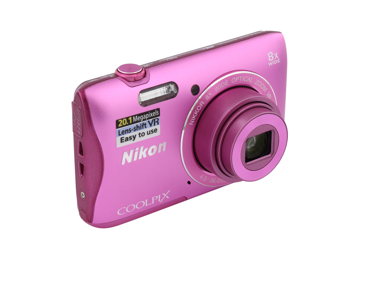 Nikon COOLPIX S3700 Pink 20.1 MP 25mm Wide Angle Digital Camera ...