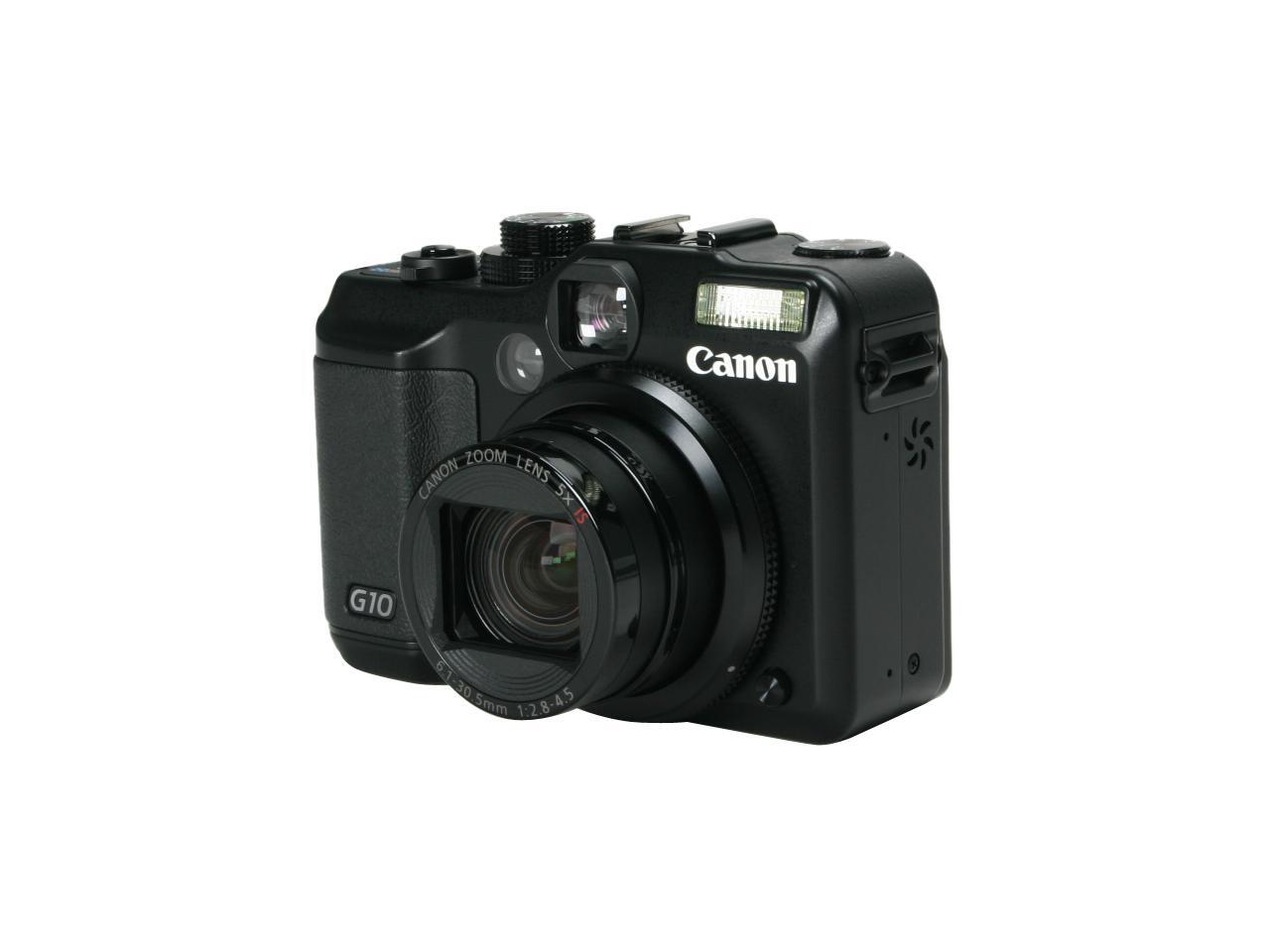 Canon PowerShot G10 Black 14.7 MP 28mm Wide Angle Digital Camera ...