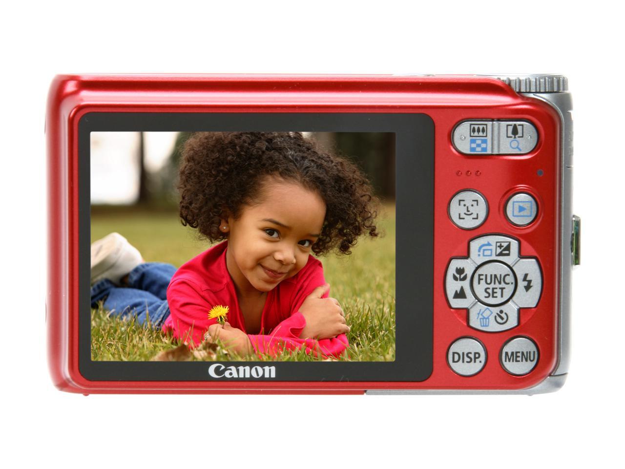 Canon PowerShot A3100 IS Red 12.1 MP Digital Camera - Newegg.com