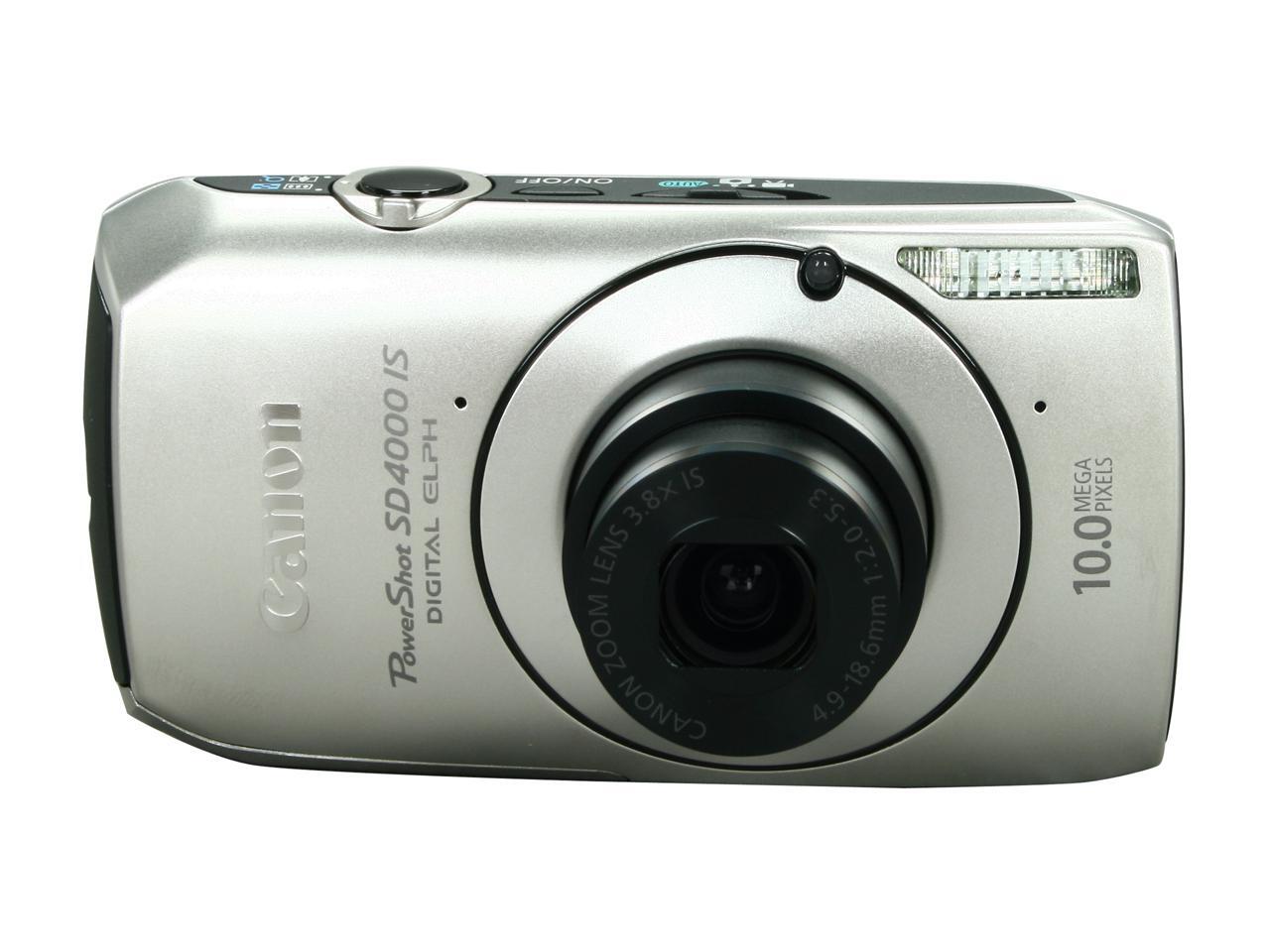 Canon PowerShot SD4000 IS Silver 10 MP Digital Camera - Newegg.com