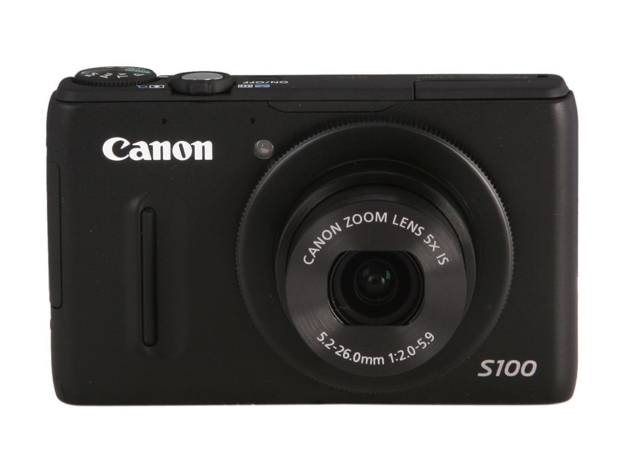 Canon PowerShot S100 Black 12.1 MP 24mm Wide Angle Digital Camera ...