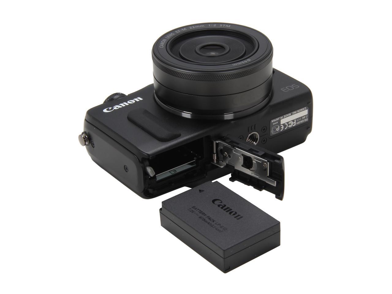 Canon EOS M Black 18 MP Compact Mirrorless System Camera with EF-M 22mm ...