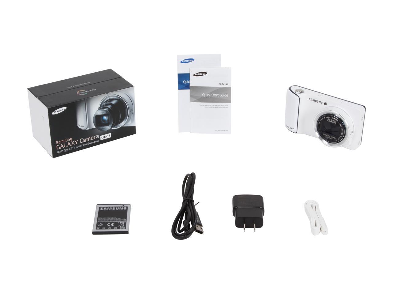 SAMSUNG GC110 White 16.3 MP 23mm Wide Angle Galaxy Camera Wi-Fi HDTV ...