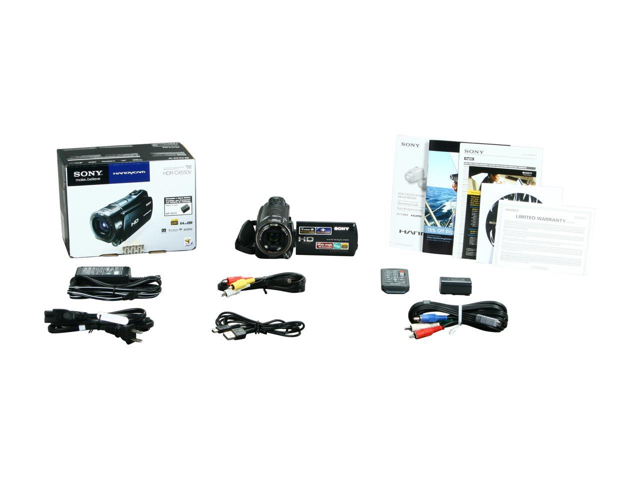 SONY HDR-CX550V 1/2.88" "Exmor R" CMOS 3.5" 921K Xtra Fine TruBlack LCD ...