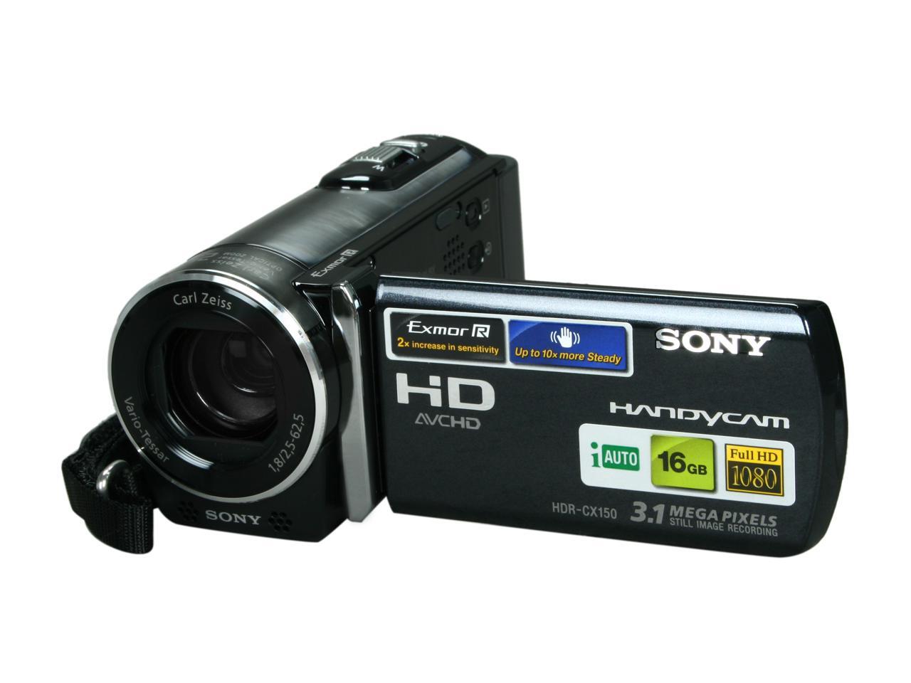 SONY HDR-CX150 Black 1/4" "Exmor R" CMOS 2.7" 230K LCD 25X Optical Zoom ...