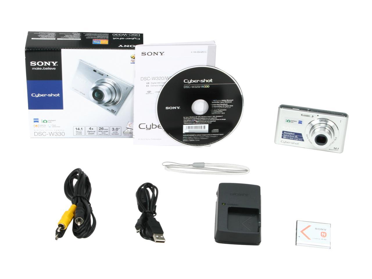 SONY Cyber-shot DSC-W330 Silver 14.1 MP 26mm Wide Angle Digital Camera ...