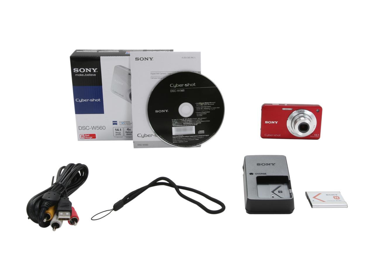 SONY DSC-W560/RC Red 14.1 MP 26mm Wide Angle Digital Camera - Newegg.com