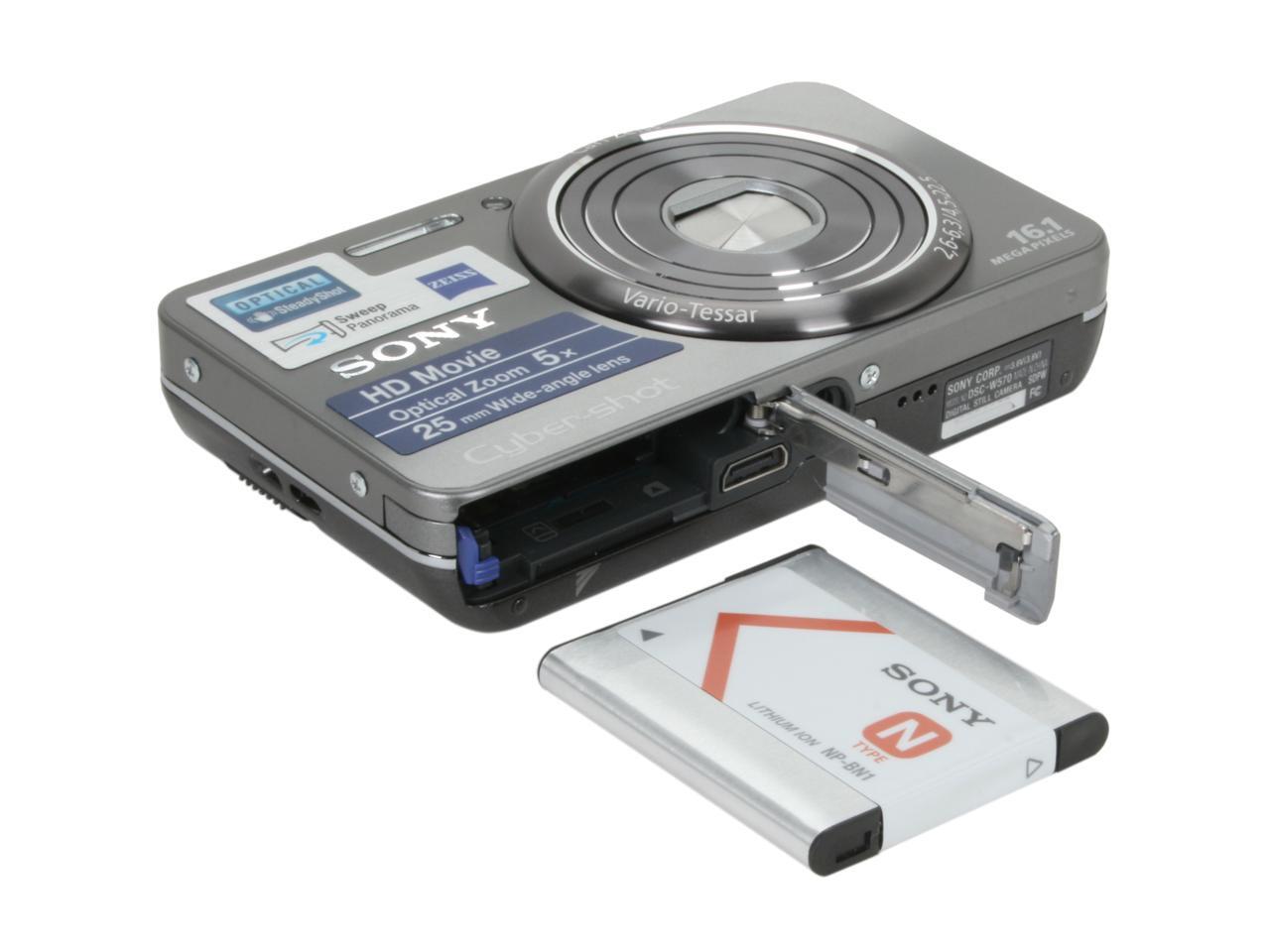 SONY Cyber-shot DSC-W570 Silver 16.1 MP 25mm Wide Angle Digital Camera ...