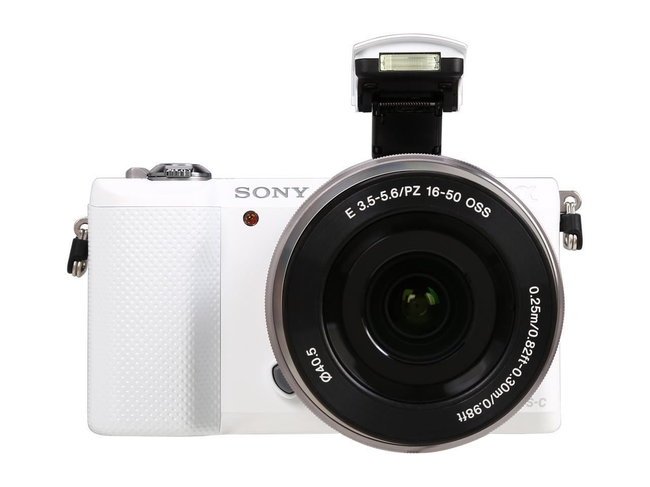 SONY Alpha a5000 ILCE-5000L/W White Compact Interchangeable Lens Digital Camera with 16-50mm ...