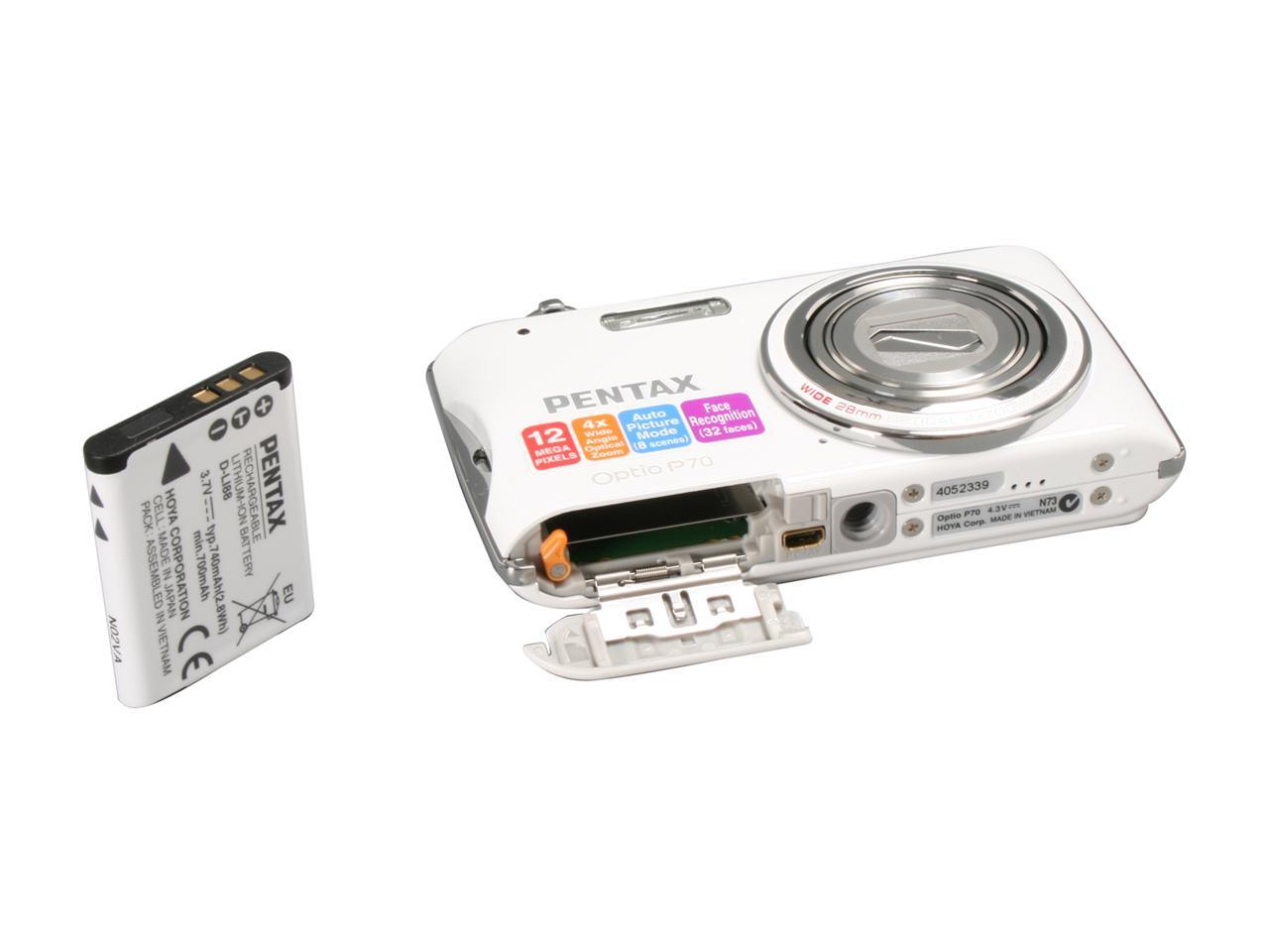 PENTAX Optio P70 White 12 MP 27.5mm Wide Angle Digital Camera - Newegg.com