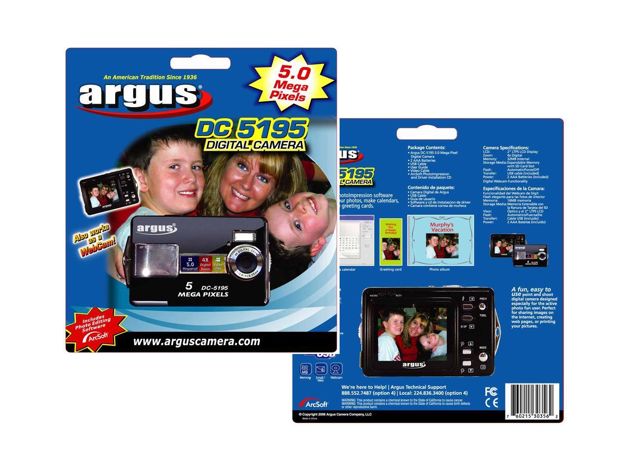 Argus DC-5195 Black 5.0 MP Digital Camera - Newegg.com
