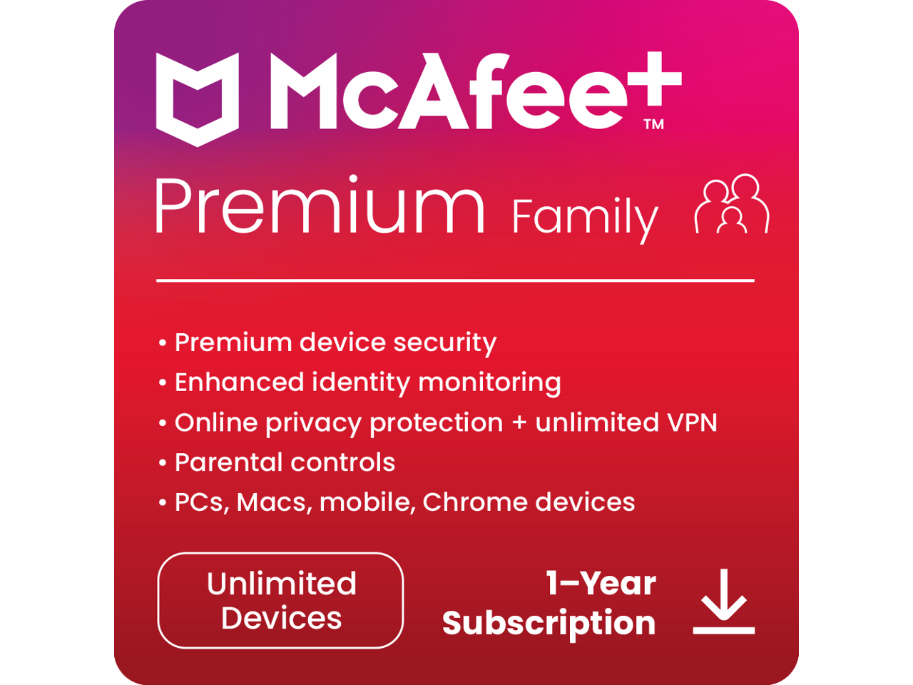 McAfee + Premium Family 2024 - Unlimited Devices / Parental Controls / Unlimited VPN / 1 Year ...