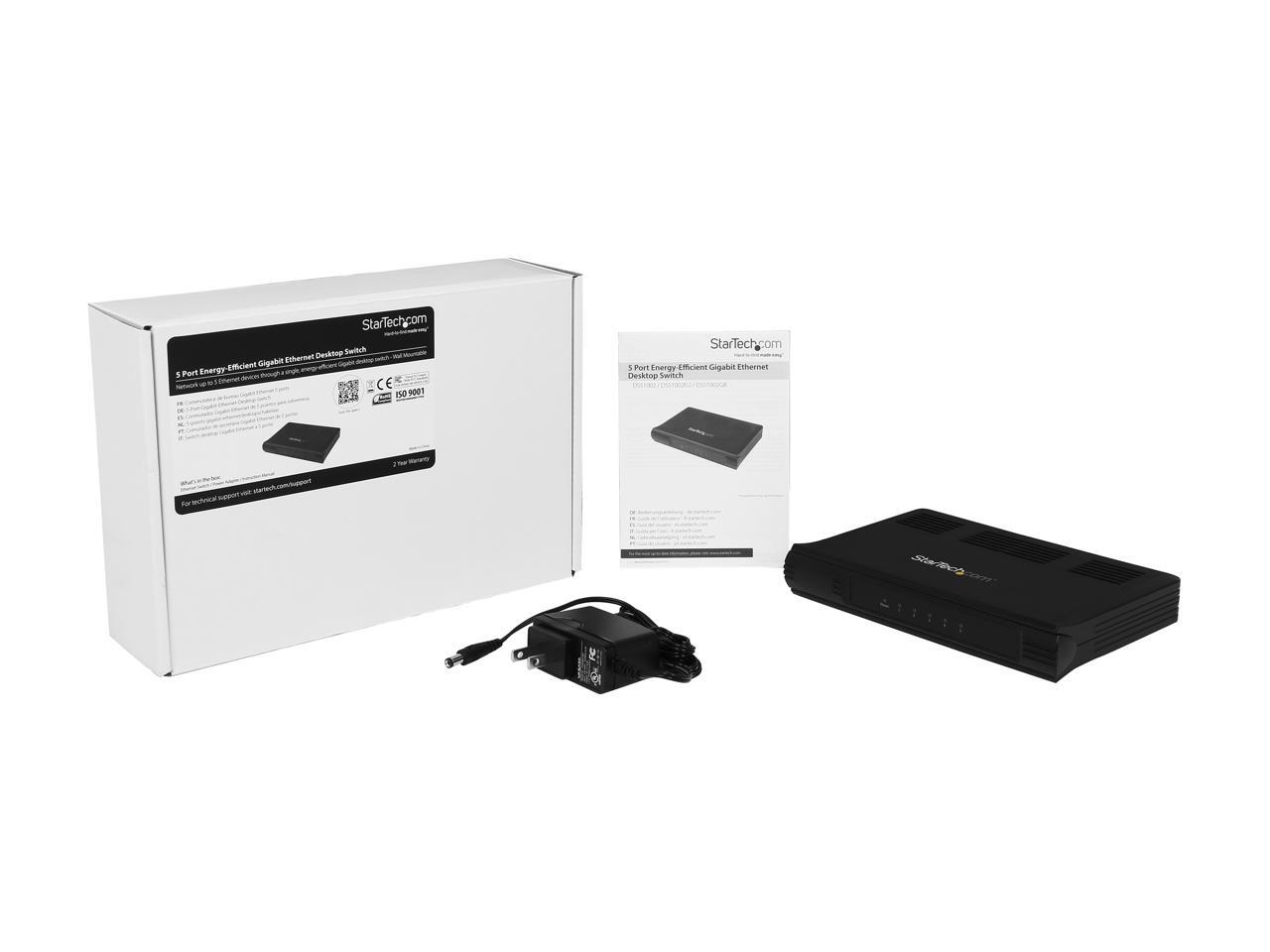 StarTech.com DS51002 5 Port Unmanaged Energy-Efficient Gigabit Ethernet ...