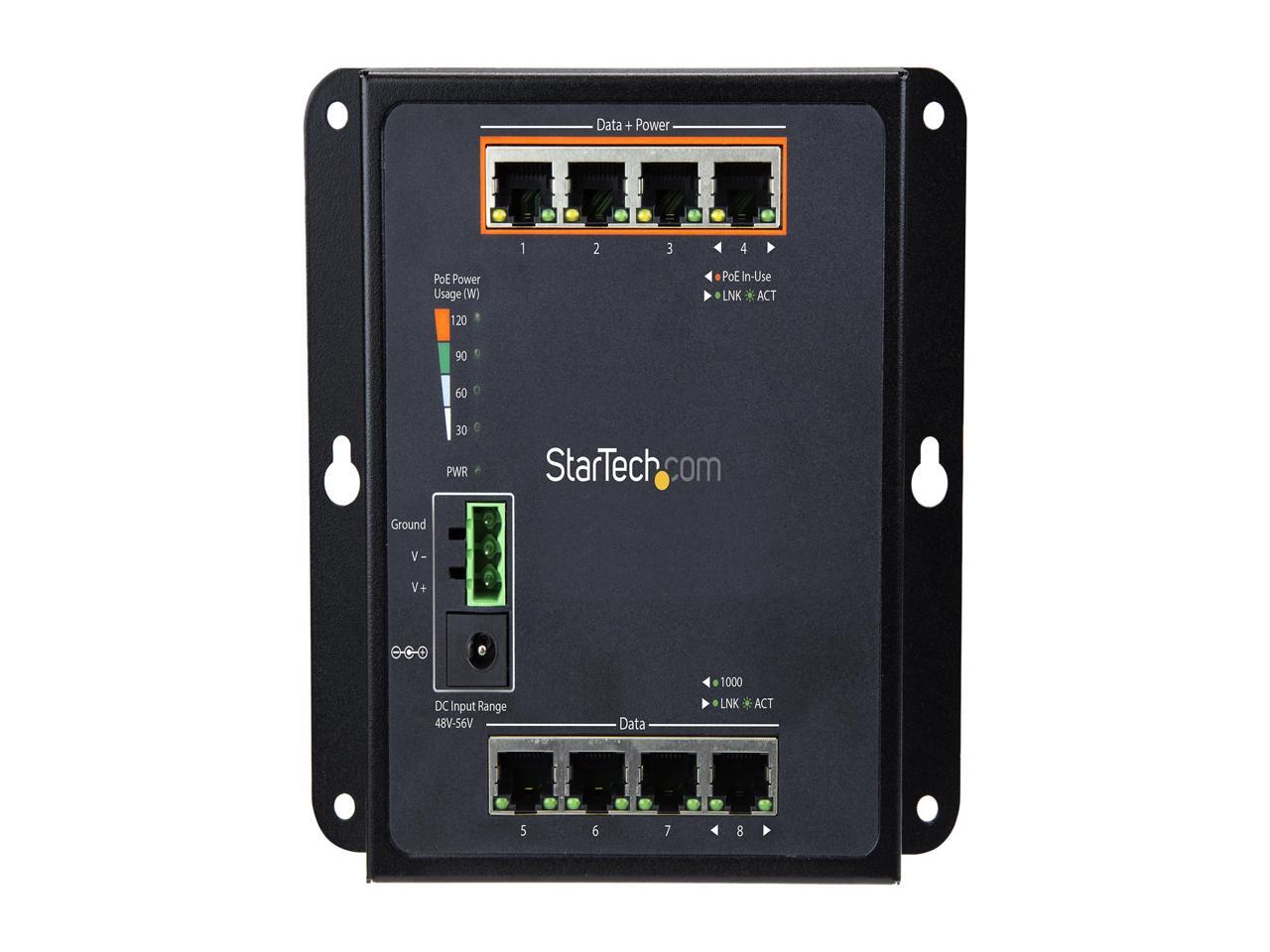 StarTech IES81GPOEW StarTech.com 8 port POE Managed Ethernet Switch ...
