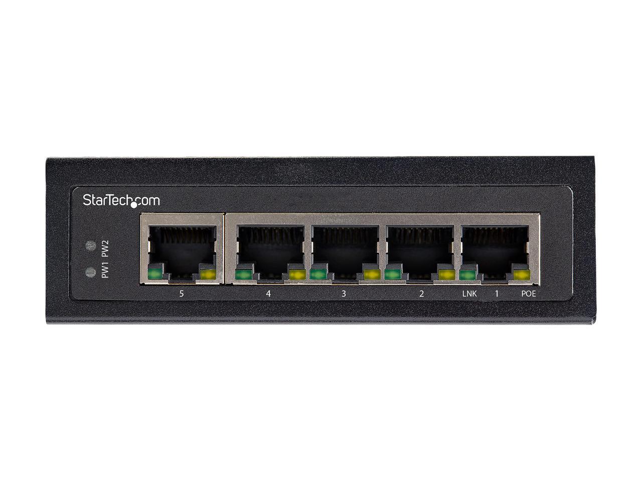 StarTech.com IESC1G50UP Industrial 5 Port Gigabit PoE Switch - 30W ...