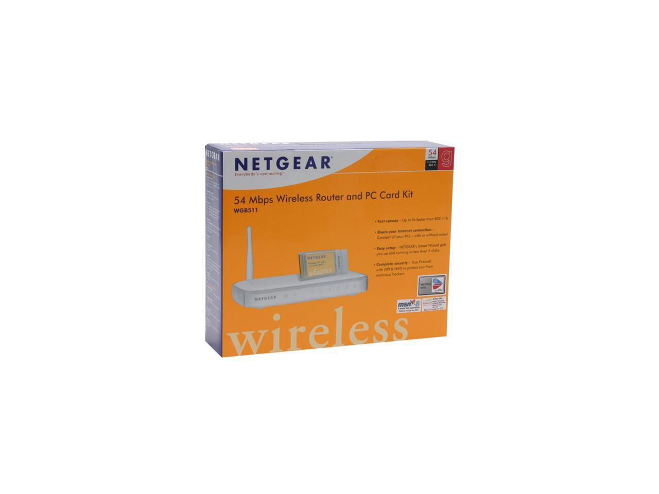 NETGEAR WGB511 54 Mbps Wireless Router(WGR614) and PC Card(WG511) Kit ...