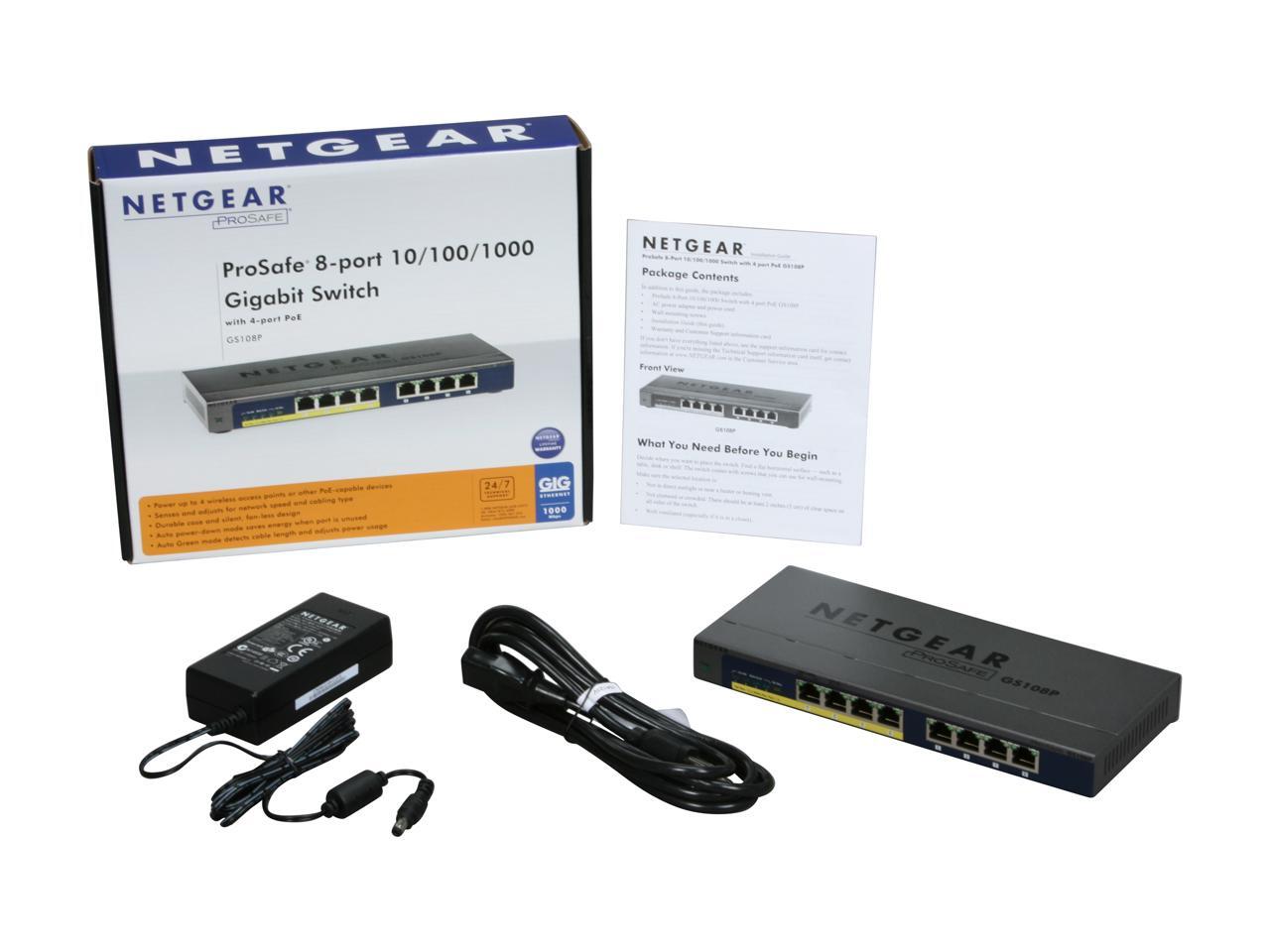 NETGEAR 8 Port w/ 4 ports PoE Gigabit Business-Class Desktop Switch ...