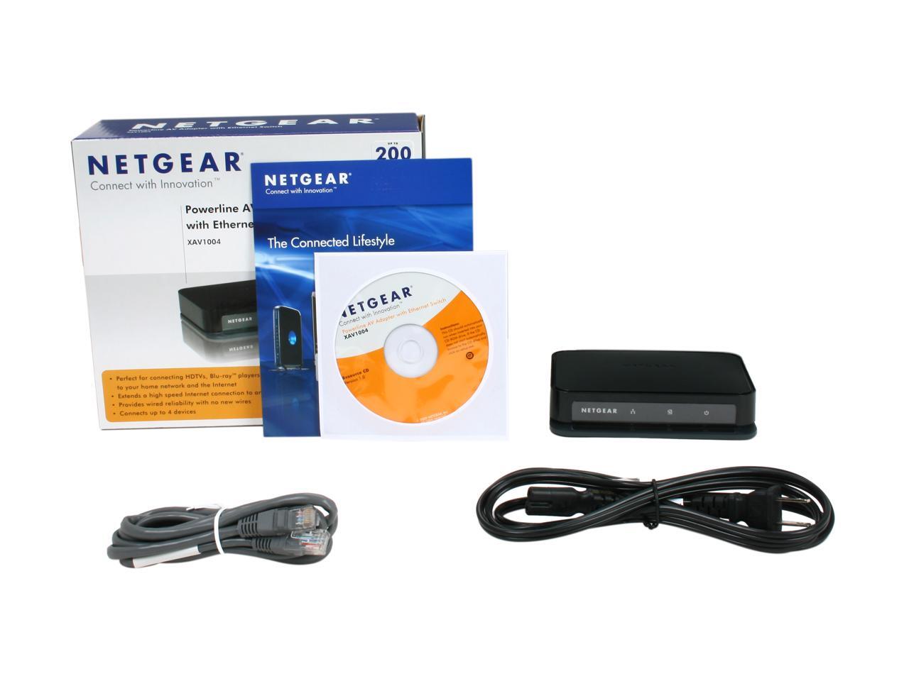 NETGEAR XAV1004-100NAS Powerline AV Adapter and Ethernet Switch ...