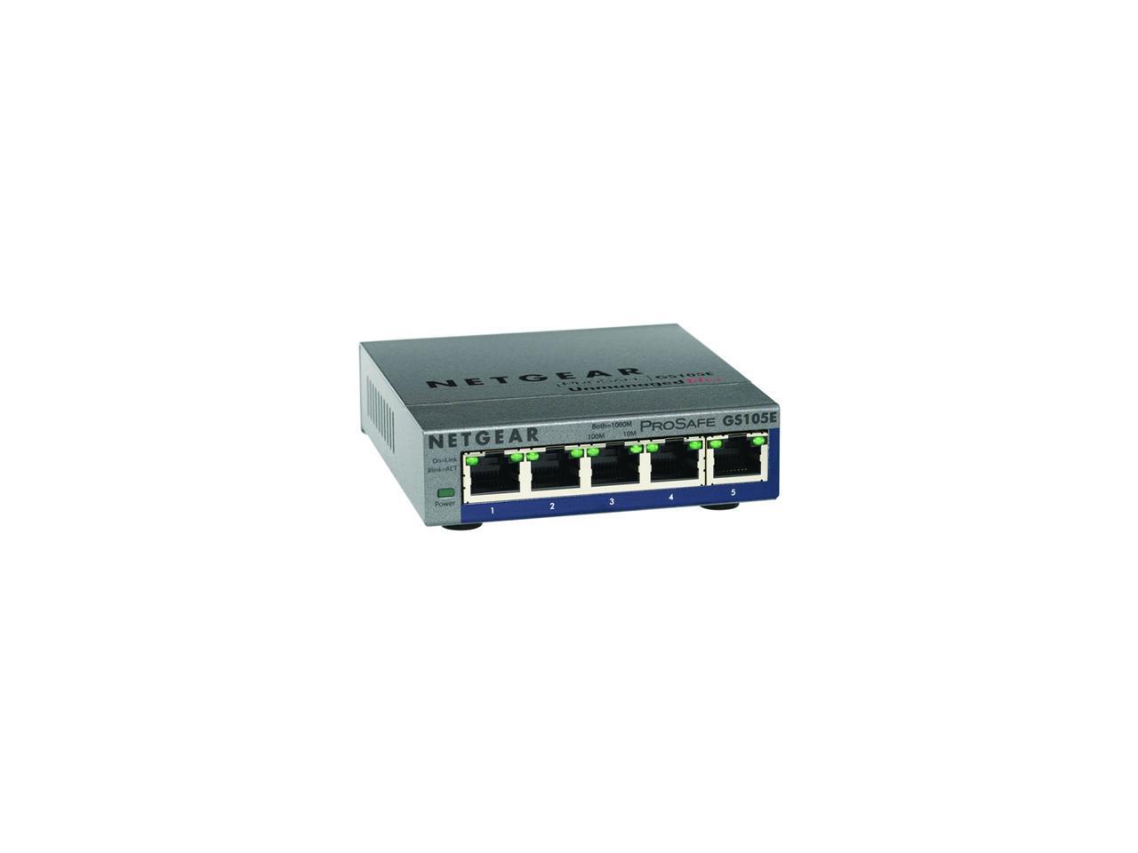 NETGEAR Prosafe Plus GS105E-100NAS-3 3Pk 5-port Gigabit Ethernet Switch ...