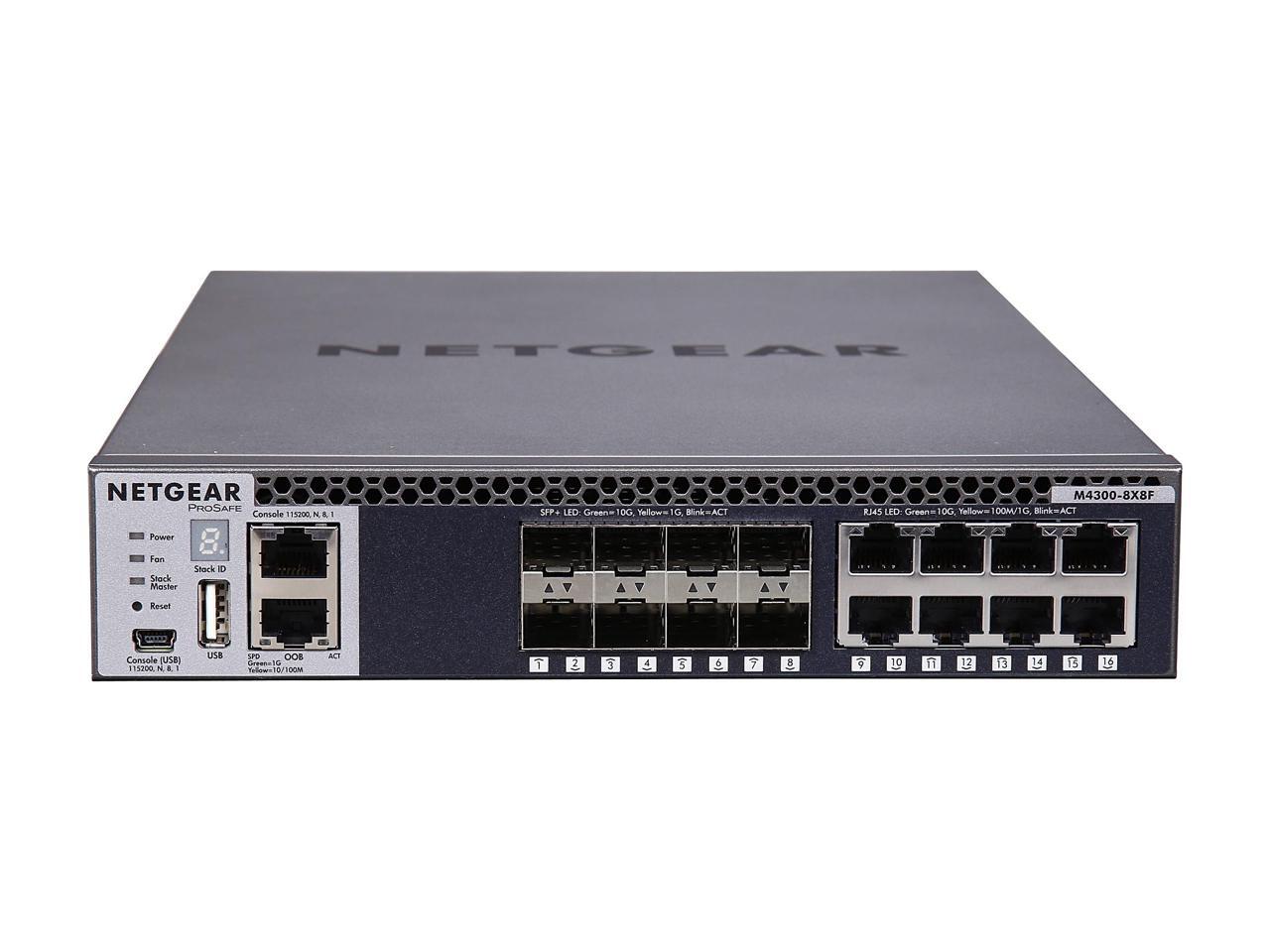 NETGEAR ProSAFE M4300-8X8F Stackable 10 Gigabit 16-Port Managed Switch ...