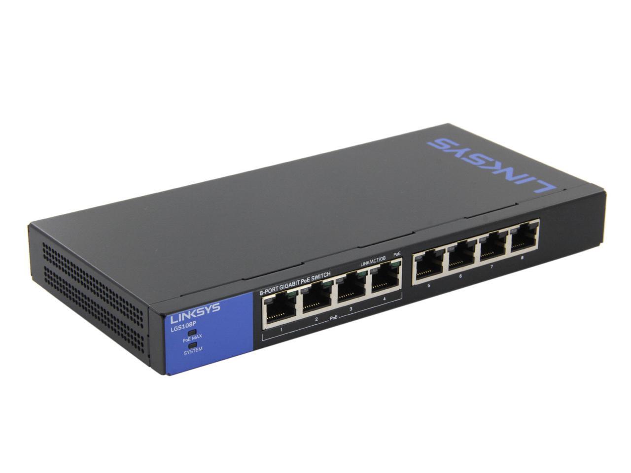 LINKSYS LGS108P 8-Port Business Desktop Gigabit with 4 PoE+ ports ...