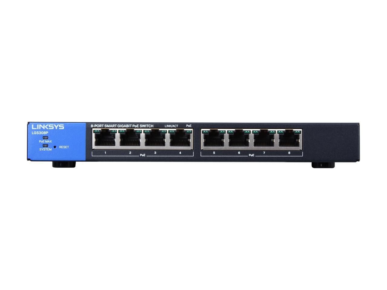 LINKSYS LGS308P 8-Port Business Smart Gigabit PoE+ Switch - Newegg.com