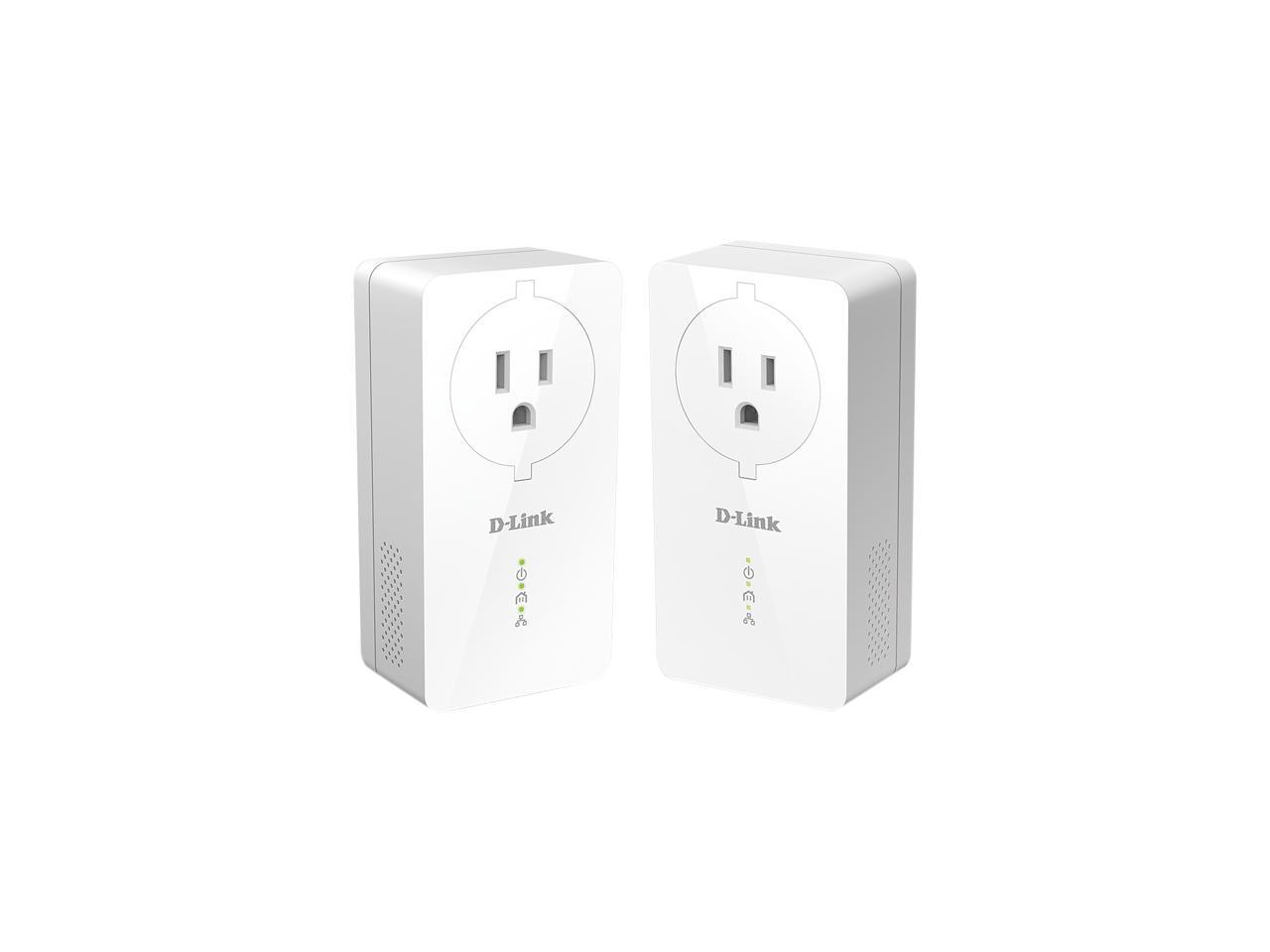 D-Link DHP-P621AV PowerLine AV2 1000 2-Port Gigabit Passthrough Starter ...