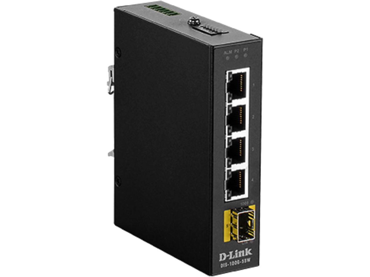 DIS-100G-5SW 5-Port Unmanaged Industrial Switch Including 1 SFP port ...