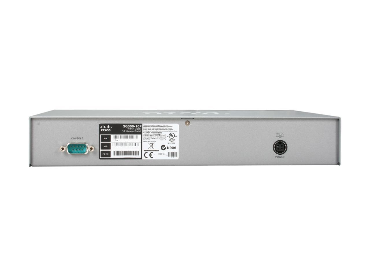 Cisco SG300-10P (SRW2008P-K9-NA) Gigabit PoE Managed Switch 10-port ...